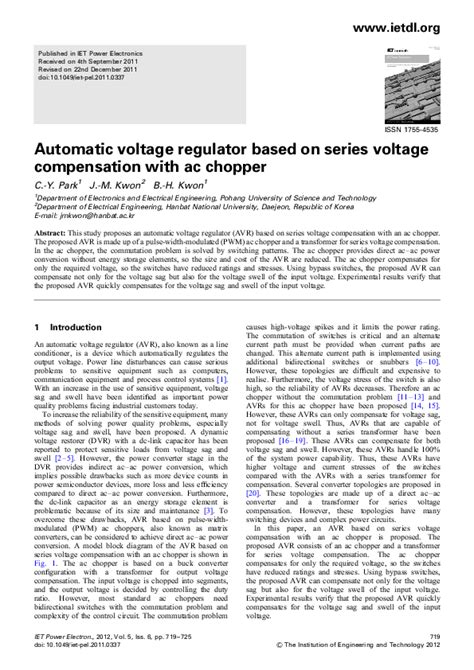 Pdf Automatic Voltage Regulator Based On Series Voltage Compensation With Ac Chopper