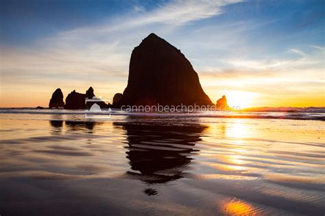 Haystack Rock At Sunset Cannon Beach Photo