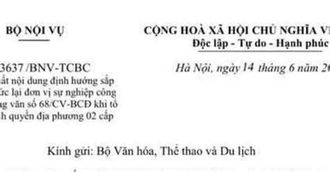 Công Văn 3637 Bộ Nội Vụ Hướng Dẫn Sắp Xếp Tổ Chức Lại đơn Vị Sự Nghiệp
