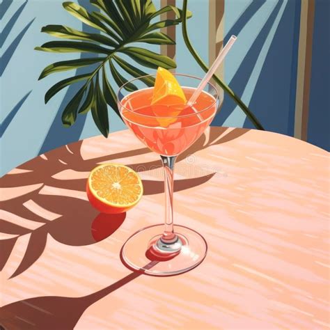 Bask In The Glow Of This Tropical Cocktail Illustration Stock