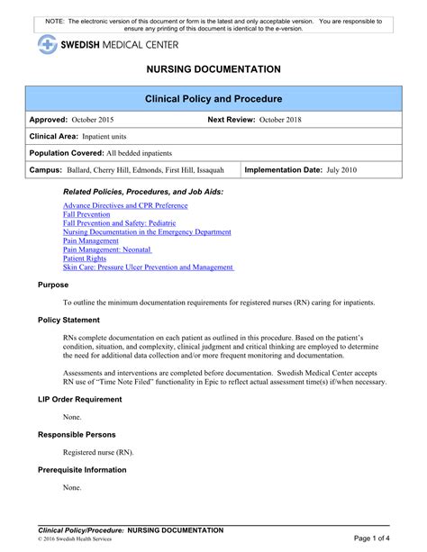 Nursing Documentation Clinical Policy And Procedure Docslib