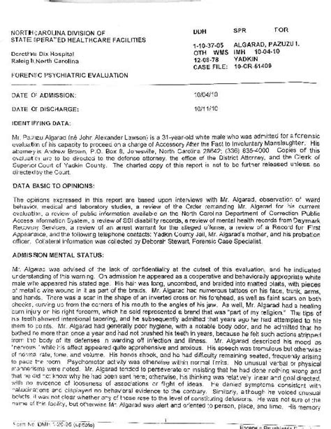 Psychiatrist Report Template Algarad Forensic Psychiatric Evaluation