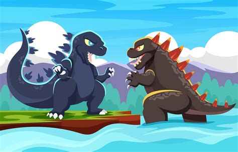 Giant Monster Fighting Concept 22225757 Vector Art At Vecteezy