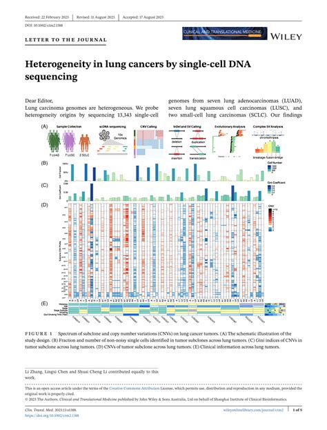 Pdf Heterogeneity In Lung Cancers By Single‐cell Dna Sequencing