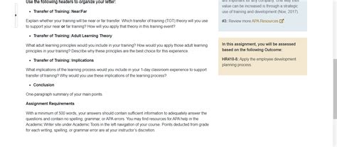 Unit 5 Assignment Transfer Of Training Apa Hints In