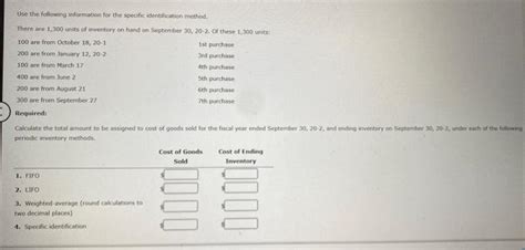 Solved Specific Identification Fifo Lifo And