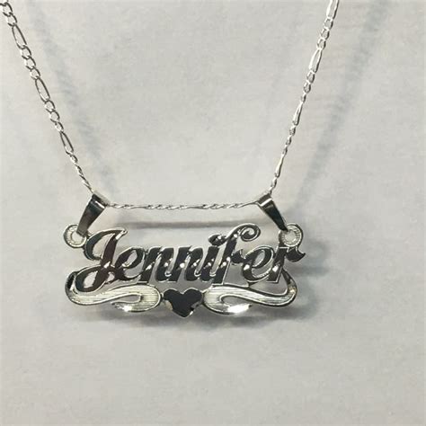 Silver Nameplate Necklace Solid 925 Silver Custom Nameplate Pendant