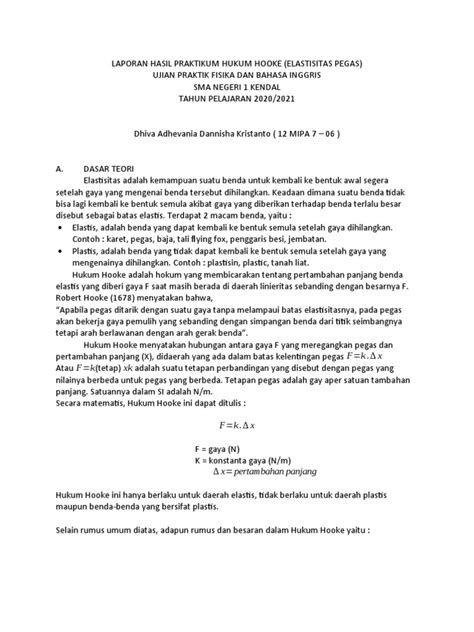 Laporan Hasil Praktikum Hukum Hooke Pdf