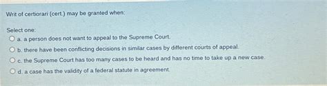 solved writ of certiorari cert ﻿may be granted
