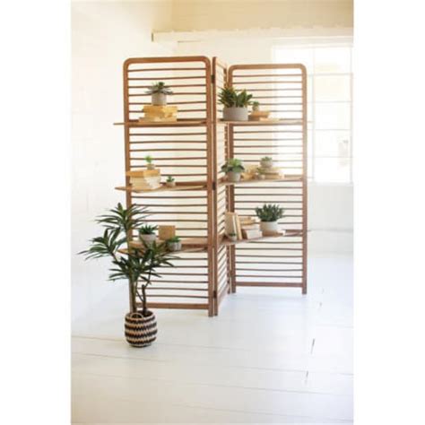 Folding Wooden Screen With Three Shelves 1 Kroger