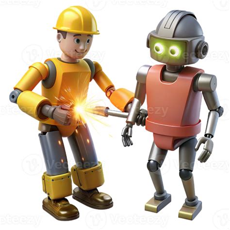 Beautiful Artistic A Robotic Exoskeleton Assisting A Construction Worker Illuminated By The