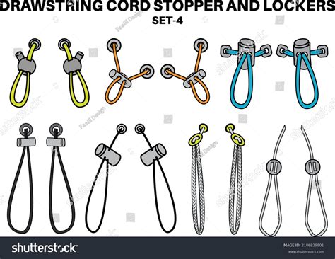 Drawstring Cord Stopper Flat Sketch Vector Stock Vector Royalty Free