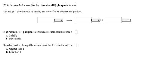 Solved Write The Dissolution Reaction For Chromium Iii
