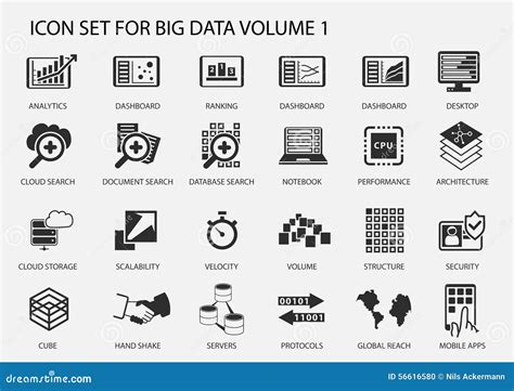Big Data Icon Set In Flat Design Stock Vector Image 56616580
