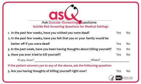 Asq Suicide Screening Tool Meeting With Nimh The Emotionally Naked Blog