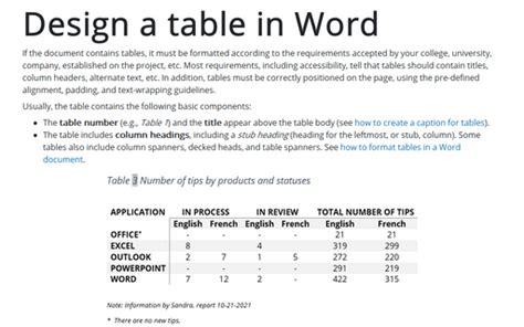 Design A Table In Word Microsoft Word