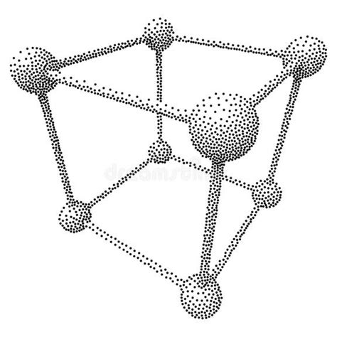 Wireframe Mesh Dotwork Vector Cube Ilustración Del Vector Ilustración