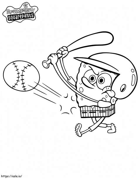 Spongebob Playing Baseball Coloring Page
