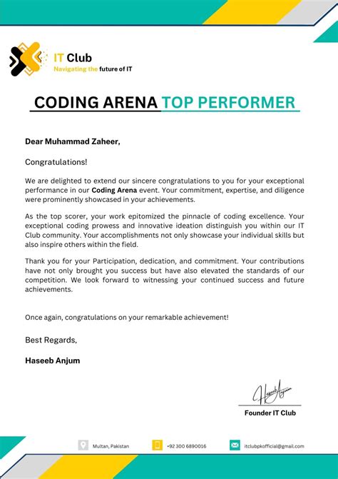 M Zaheer Shakeel On Linkedin Achievement Codingexcellence Itclubpk
