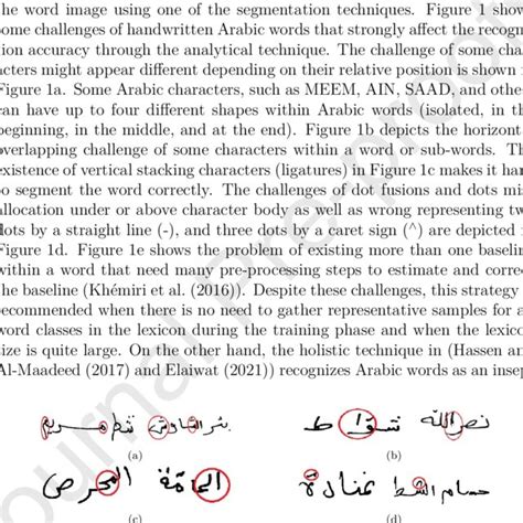 Handwritten Arabic Words Recognition Challenges For Analytical Download Scientific Diagram