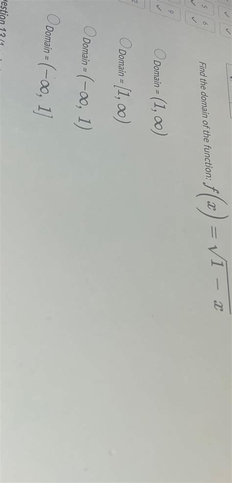 Solved Find the domain of the function: f(x)=1-x2 ﻿Domain | Chegg.com
