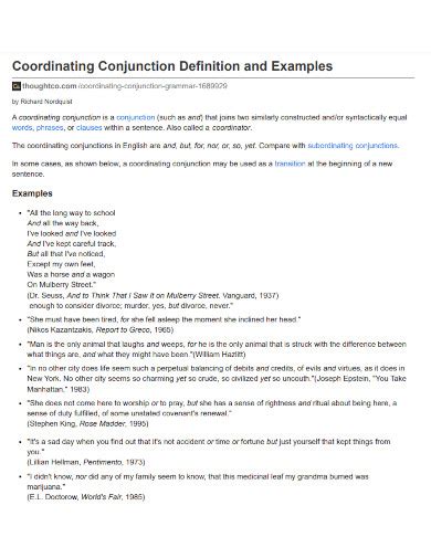 20 Coordinating Conjunction Examples