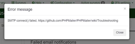 failed email notifications limesurvey manual