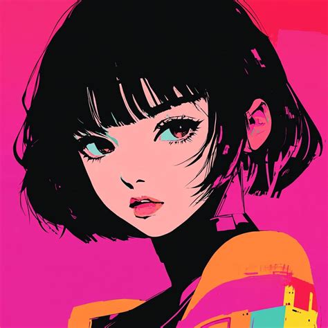 Retro Anime Girl Image In Rectangle Shape