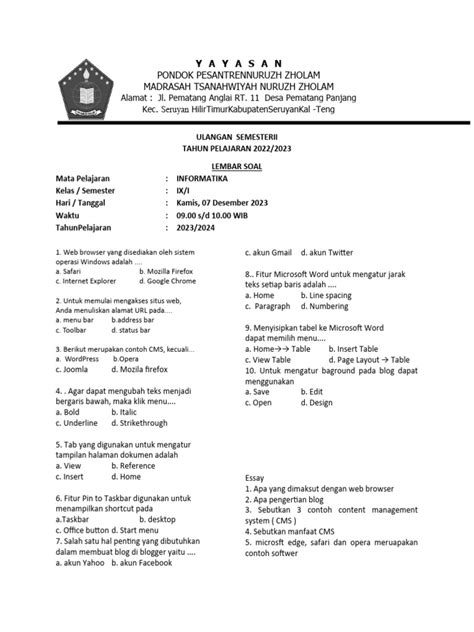 Informatika Kelas 9 Tahfidz Pdf Komputer