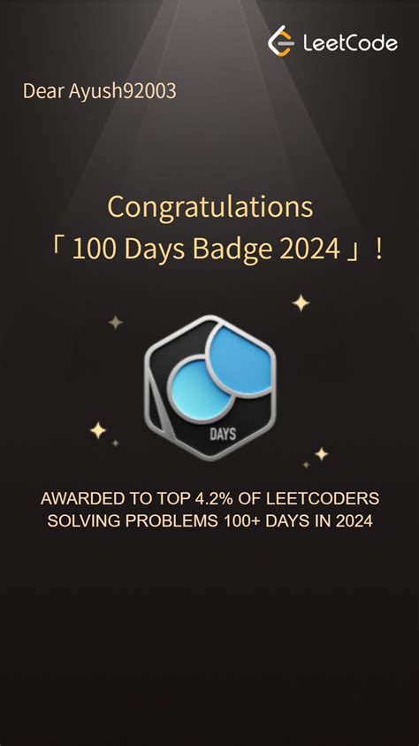 Ayush Kumar On Linkedin Leetcode 100daysofcode Milestoneachieved