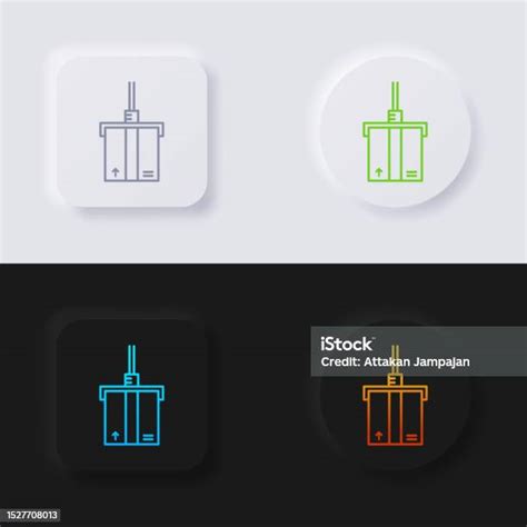 크레인 아이콘 세트 웹 디자인을 위한 다색 Neumorphism 버튼 소프트 Ui 디자인 응용 프로그램 Ui 등이 있는 상자 로딩 버튼 벡터 3차원 형태에 대한 스톡 벡터