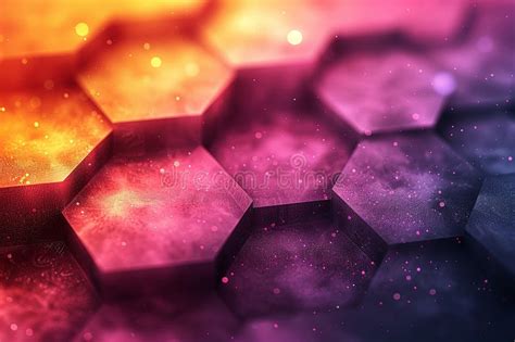 Vibrant Hexagonal Pattern With Gradient Colors And Sparkling Effects Stock Illustration
