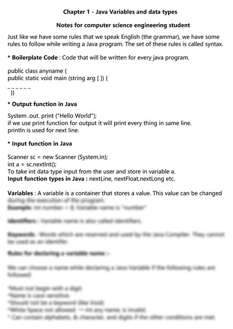 SOLUTION Java Variable And Data Types Notes Studypool
