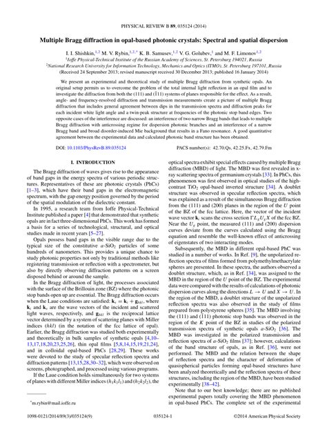 Pdf Multiple Bragg Diffraction In Opal Based Photonic Crystals