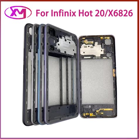 For Infinix Hot 20 X6826 Middle Frame Door Housing Case Rear Glass