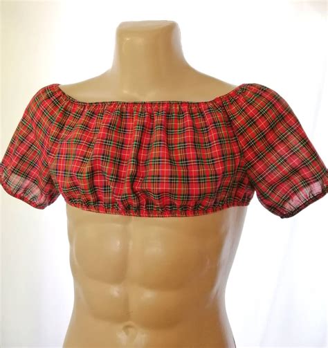 Peasant Crop Top Peasant Top Top For Men Checkered Top For Etsy