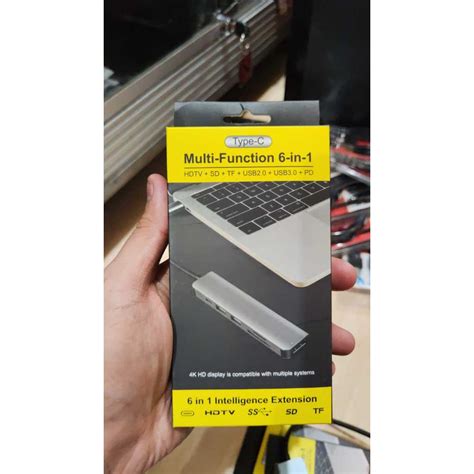 Jual Profftech Converter Type C 6 In 1 HDMI USB 3 0 2x Type C MicroSD SD Card Shopee