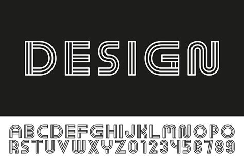 현대 디자이너 선형 글꼴입니다 유행 영어 알파벳입니다 스트라이프 라틴 문자와 숫자디지털 미니 멀 스타일 컴퓨터 글자에 대한 스톡 벡터 아트 및 기타 이미지 Istock