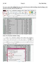 Project 3 Help Pivot Tables AC 389 Project 3 Pivot Table Help To Create A Pivot Table