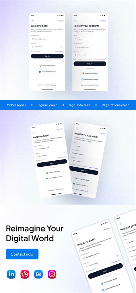 Mobile Sign In And Sign Up Ui Design Behance