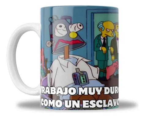 Taza De Cerámica Homero Simpson Trabajo Muy Duro Como Esclav Blanco