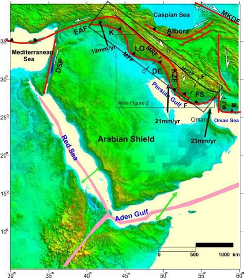 Tectonic Map Of Middle East And Main Structural Elements Plotted On