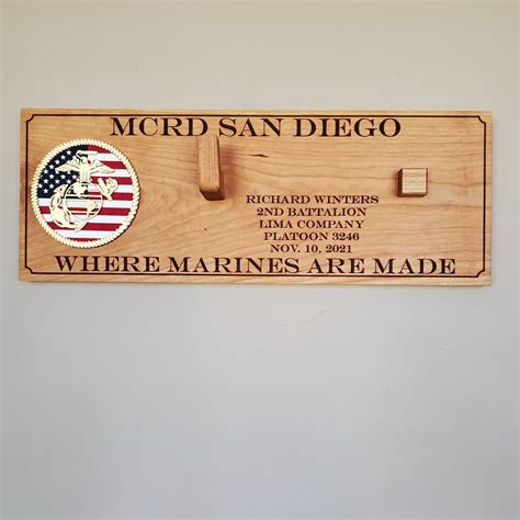 Usmc Wall Mount Display Personalized Carved Wood Plaque For Marines