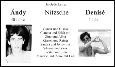 Traueranzeigen Von Ändy Und Denise Nitzsche Aachen Gedenkt