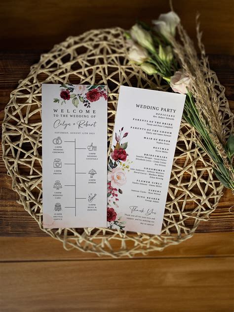Wedding Program Template Timeline Program Infographic Etsy