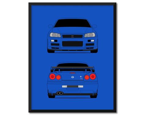 Brians Nissan Gtr R34 Art Print Fast And Furious Movie Poster Etsy