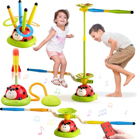 Pobaiyi 5 In 1 Musical Jump Toys Toss Ring Game Stomping