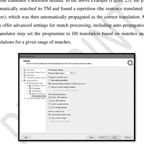 pre translate dialogue window with match linked settings in sdl trados