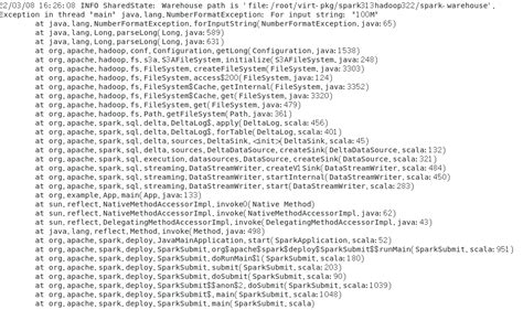 Spark With Hadoop Delta Java Lang NumberFormatException For Input String