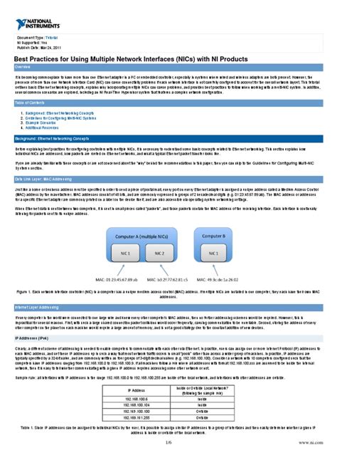 Best Practices For Using Multiple Network Interfaces Nics Pdf